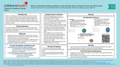 "Effects of Chlorhexidine Bathing in Addition to Soap and Water Baths o ...
